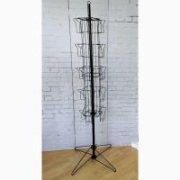 China Wire Base Spinner Pockets Rotatable Black Metal Book Display Stand for sale