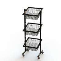 China Iron Wire Grocery Display Stands With Wheels Knockdown Structure for sale