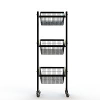 China Iron Wire Grocery Display Stands With Wheels Knockdown Structure for sale