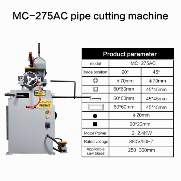 Quality 275AC Pneumatic Pipe Cutting Machine No Burrs No Dust Semi Automatic for sale
