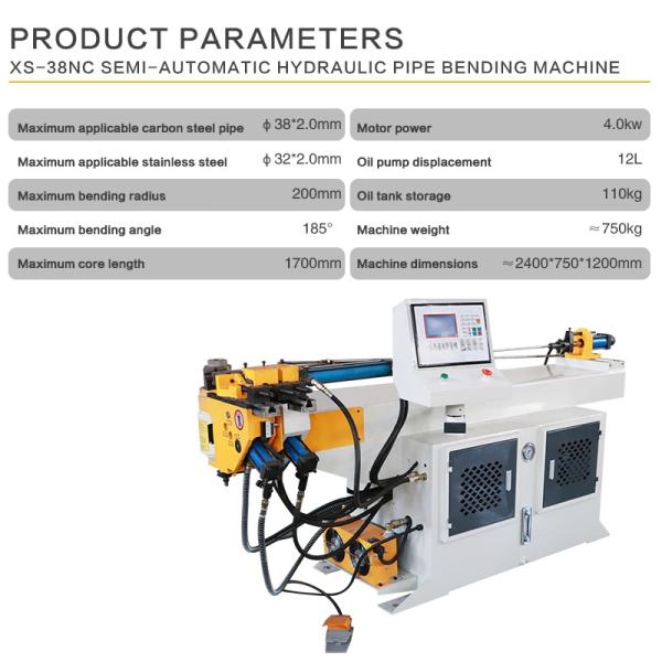 Quality Oval Pipe Machine Circle Zhangjiagang Portable Push 5 Axis for Steel Pipes Hydraulic Stainless Wg-38 Bending for sale