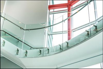 China Custom Glass Balcony Railing Frosted Privacy Design Fire Rated For Villas Offices for sale