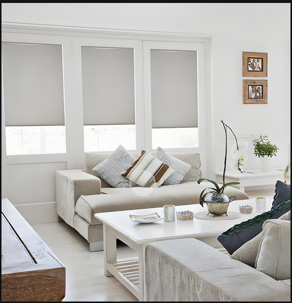 Close-up of fire retardant blind material and finish