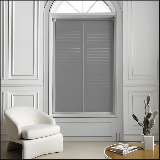 Modern cordless blinds installed in living room