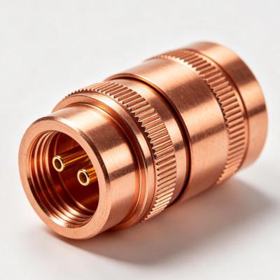 China CNC Machined C11000 ETP Copper Underwater Connector with 50 bar Pressure Rating and 0.02mm Pin Bore Precision for Subsea Applications for sale