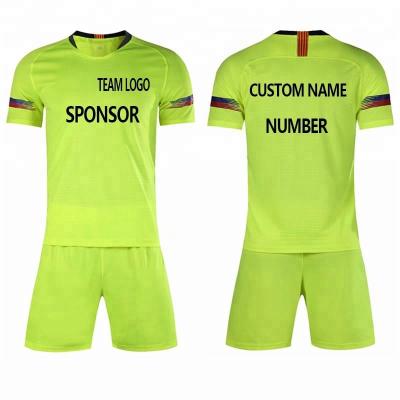 China 2018 2019 New Design Custom Own Logo Blank Soccer Jersey Green Football Kit for sale