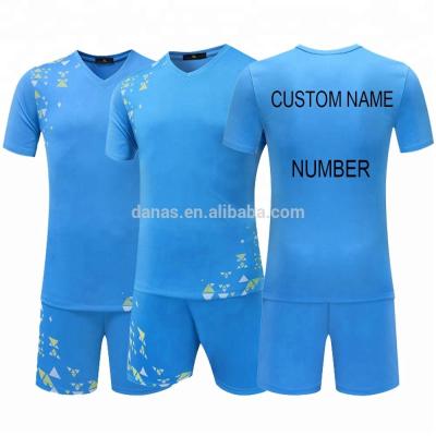 China 2019Customized Blank Mesh Fabric Bulk Lower Price Blue Team Soccer Jerseys for sale