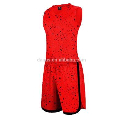China Customized Logo Printing Basketball Jersey Uniform Design Color Red for sale