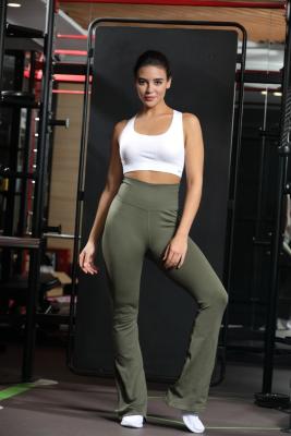 China Women'S Solid Color Flared Yoga Pants 92% Nylon 8% Spandex for sale
