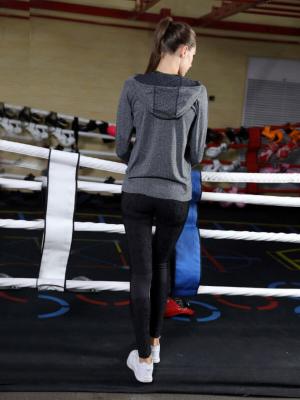 China Full Zip Gym Wear Jacket Seamless Hooded Moisture Wicking for sale