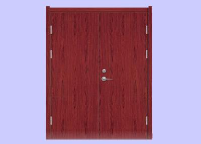 China 30/60 mins 40/50/55 mm Right Hand Red Single Swing Wood Grain Fire Door With Steel Frame for sale