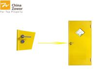 China Yellow 1-Hour Fire Rated Steel Insulated Door with Glass Insert - 55mm Thickness, 120mm Frame Depth for Hospital Safety for sale