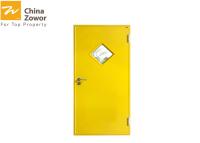 China Yellow 1-Hour Fire Rated Steel Insulated Door with Glass Insert - 55mm Thickness, 120mm Frame Depth for Hospital Safety for sale