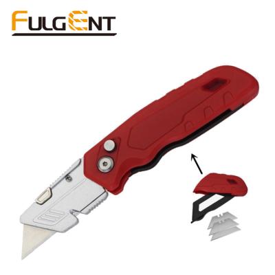 China Red 4pcs Folding Utility Knife 19mm Blades Box Knife Cutter for sale
