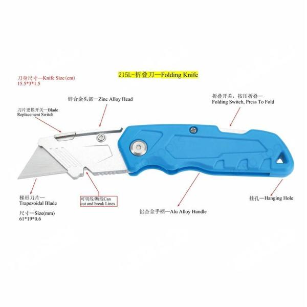Quality 5pcs Spare Craft Collapsible Knife ABS Handle 19mm Folding Retractable Knife for sale