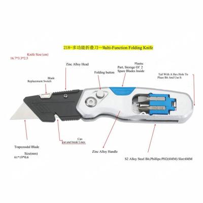 China Multi Function Folding Utility Knife With A Hex Hole And S2 Alloy Steel Bit for sale