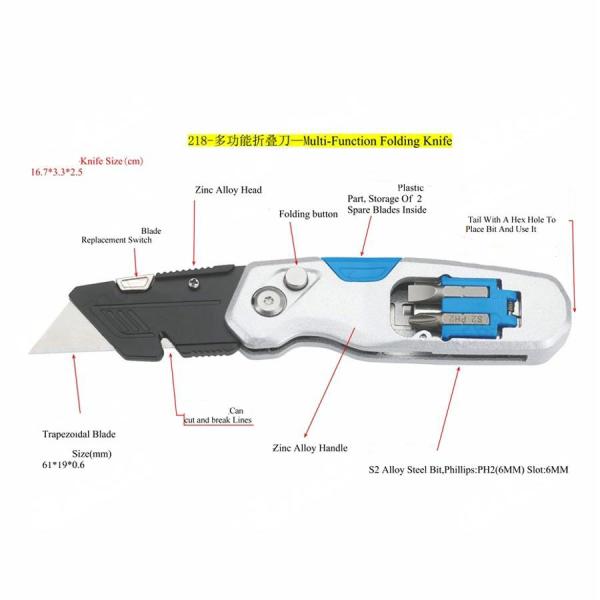 Quality Multi Function Folding Utility Knife With A Hex Hole And S2 Alloy Steel Bit for sale