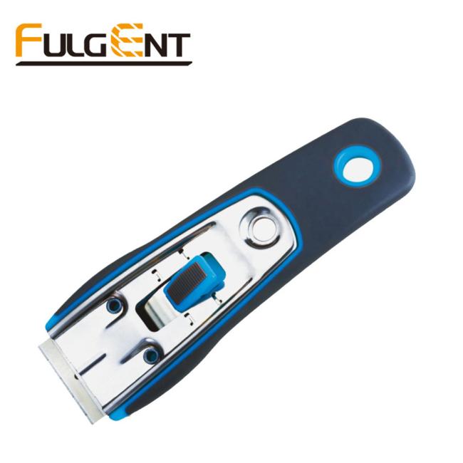 Rust resistant floor scraper with ergonomic plastic handle and sharp steel blade