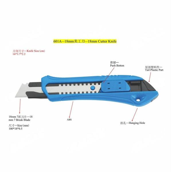 Quality 18mm Snap Off Blade Box Cutter Utility Knife With Snap Off Blades for sale