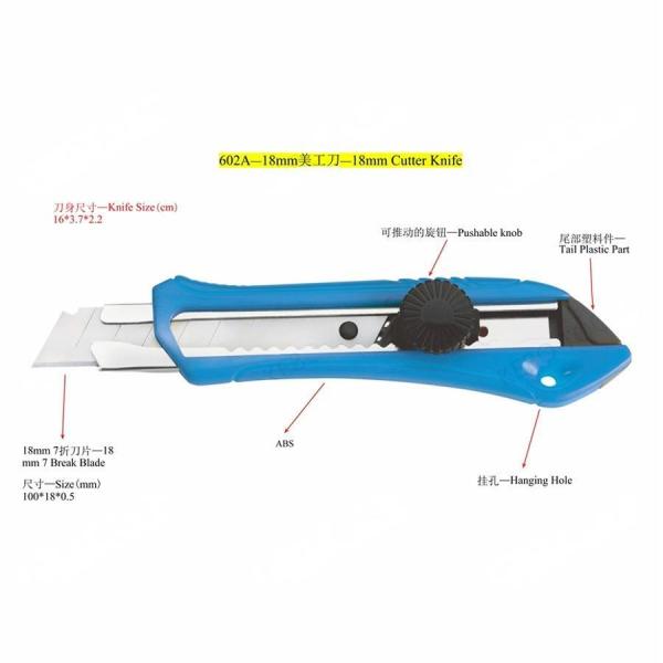 Quality 18mm Heavy Duty Snap Off Blade Utility Knife 7 Break Blades Snap Knives for sale