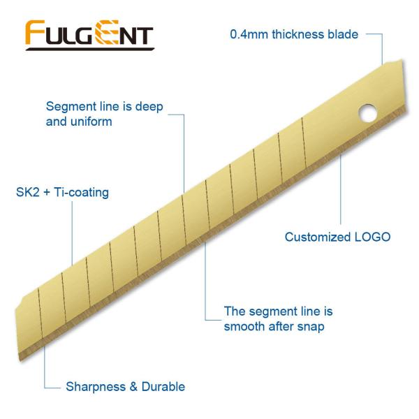 Quality Golden Utility Knives Blades With SK2 Carbon Steel And Titanium Coating for sale
