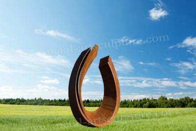 China Abstract Garden Corten Steel Sculpture With Circle Shape As Residence Ornament for sale