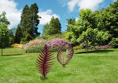 China Leaf Design Corten Steel Sculpture With Rusty Naturally Finish For Outdoor Decor for sale