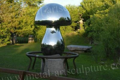 China Mirror Polish Stainless Steel Sculpture Mushroom Shaped Large Outdoor Garden Statues for sale