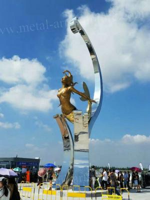 China Square Decorative Metal Mermaid Sculpture Customized Stainless Steel Garden Ornaments for sale