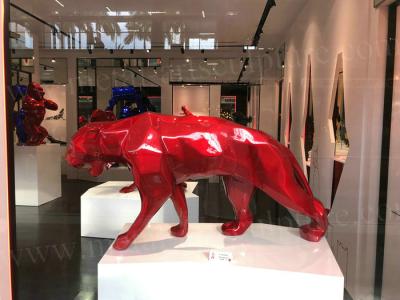 China Leopard Shaped Fiberglass Animal Sculptures For Gallery Display / Art Collectibles for sale