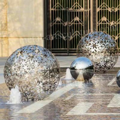China Metal Outdoor Sphere Stainless Steel Garden Sculpture With Hollow Finish for sale