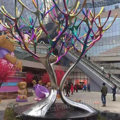 China Stainless Park Tree Abstract Steel Sculpture With Electroplating And Polished Surface for sale