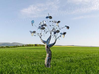 China Silver Stainless Steel Tree Sculpture Wonderful City Art Decoration Statue for sale