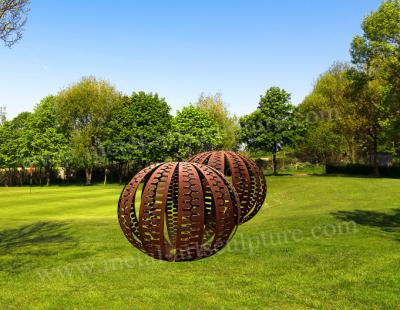 China Amazing Ball Corten Steel Sculpture Rusty Surface As Outdoor Garden Decoration for sale