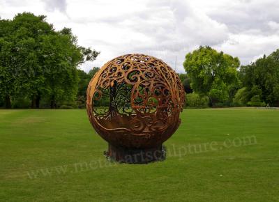 China Life Size Metal Ball Corten Steel For Yard Decoration With Rust Surface for sale