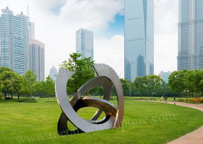 China Round Modern Art Sculpture Stainless Steel As External Lawn Decoration for sale