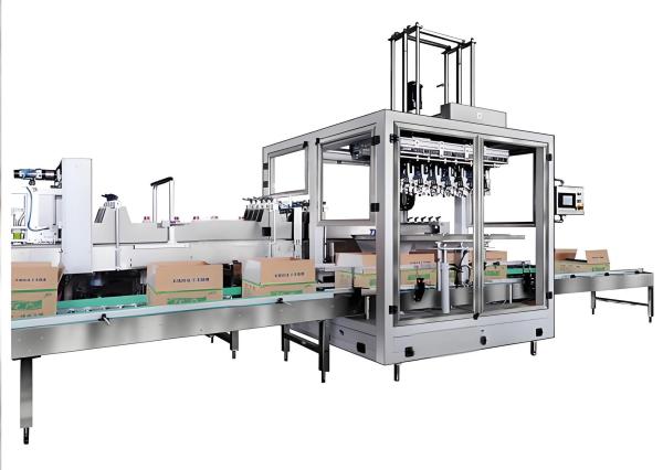 Quality Fully automated robot case packer for canned food processing plants for sale