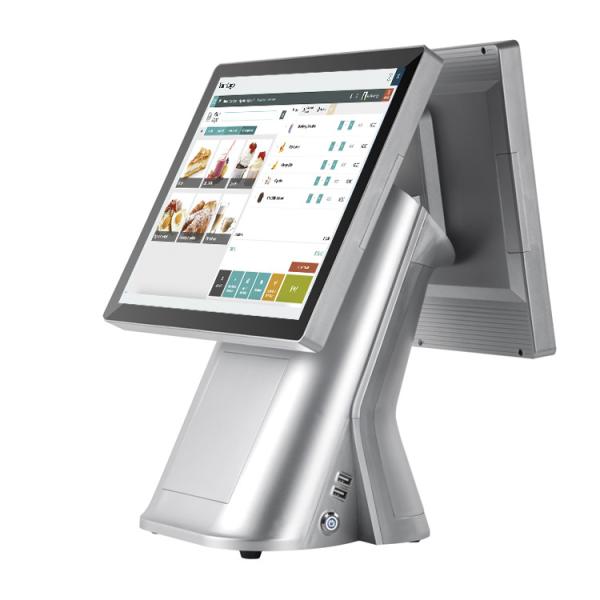 Quality 15.6 Inch Dual Screen Touch POS Machine All-In-One Aluminum Cash Register for for sale