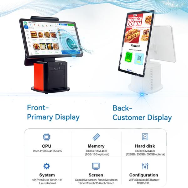 Quality 15.6 Inch Self-Service Touch Screen Digital Restaurant POS System Fast Food Self for sale