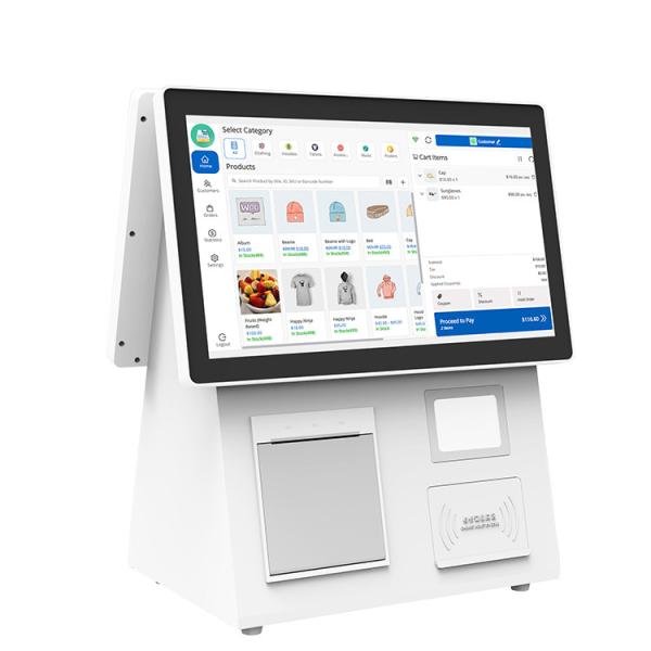 Quality Customizable Metal All in One Electronic Supermarket Aibao Cash Register with Metal Stand for sale
