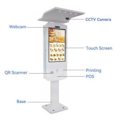 China LX8031O Outdoor Waterproof Touch Screen Self Service Ordering Payment Kiosk for Hotel with CCTV Security Camera for sale