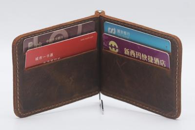 Cina BM Bifold esile del portafoglio dell'unità di elaborazione degli uomini 0.06kg di 11.5x8x1cm del titolare della carta di cuoio dei fermasoldi in vendita