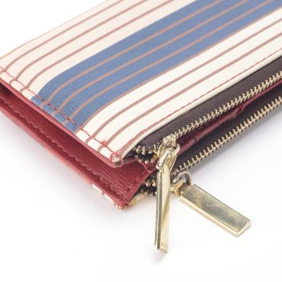 China Van het de Dames Echte Leer van TPCH 0.08KG de Portefeuillespu Wijnoogst 11x8cm van Streepbifold Te koop