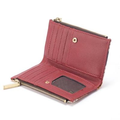 China Van het de Dames Echte Leer van TPCH 0.08KG de Portefeuillespu Wijnoogst 11x8cm van Streepbifold Te koop