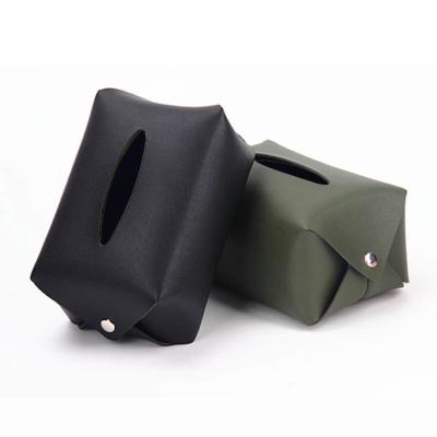 Chine Soft Convenient PU Leather Tissue Box Handmade Storage Folding à vendre
