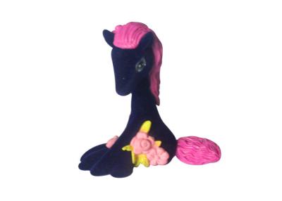China Little Funny Flocked Animal Toys , Royal Blue PVC Horse Figurine Toys For Children for sale