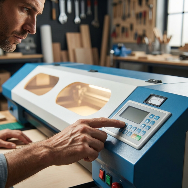 Laser film engraving machine in operation