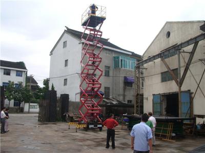 China 10m 300kg Scissor Lifting Platform , mobile scissor lift platform with 4 wheels for sale