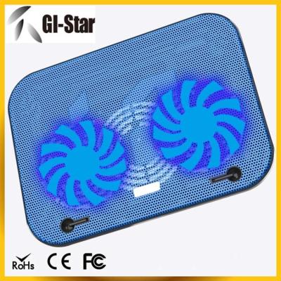 China Two fans ABS+metal materials laptop coolers, notebook cooling pad for sale