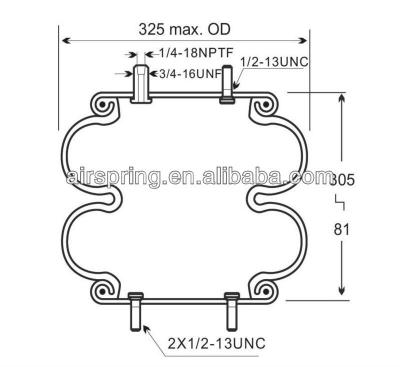 China Dubbele ingewikkelde de Luchtopschorting Goodyear 2B12-313/Contitech FD330-22 364/Firetone W01-358-7405 van de luchtlente Te koop